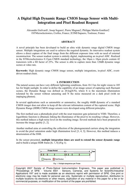 Pdf A Digital High Dynamic Range Cmos Image Sensor With Multi