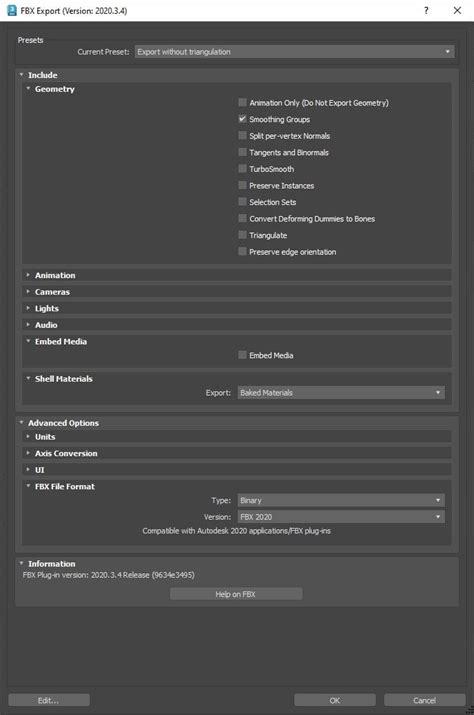 Ds Max How Do I Export An Fbx Without It Triangulating Polycount