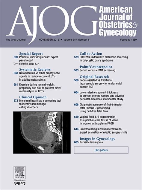 American Journal Of Obstetrics Gynecology November 2016 Volume 215 Issue 5 Pages A1 A18