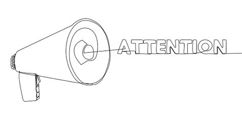 주의 텍스트가 있는 메가폰의 연속 한 줄 얇은 선 그림 벡터 개념입니다 윤곽 그리기 창의적인 아이디어 경계 표지에 대한 스톡 벡터 아트 및 기타 이미지 Istock