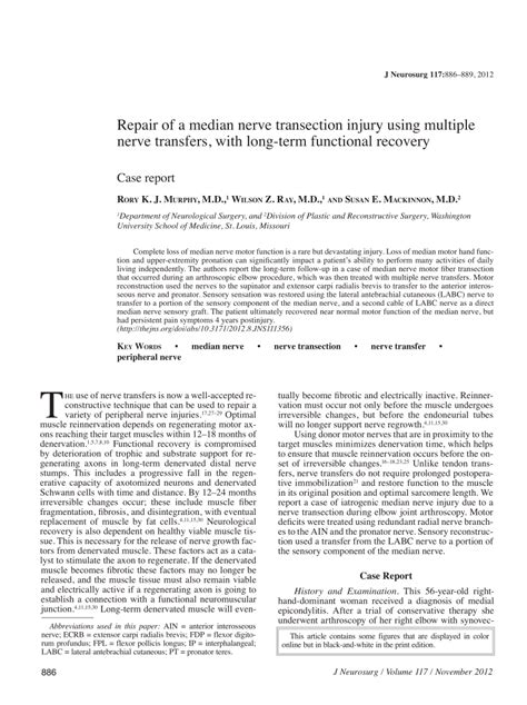 Pdf Repair Of A Median Nerve Transection Injury Using Multiple Nerve