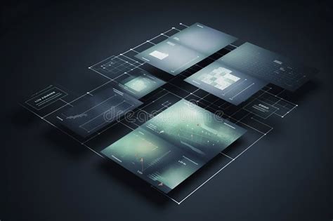 3d Interface With Various Translucent Panels Showing Data And Graphs