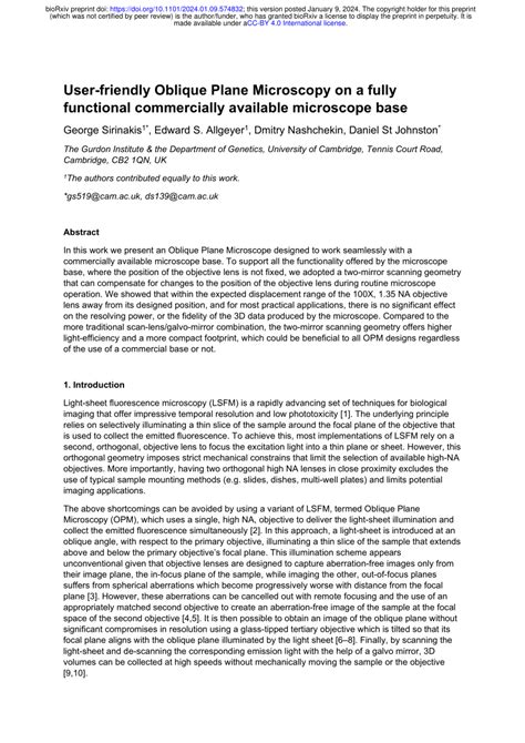 Pdf User Friendly Oblique Plane Microscopy On A Fully Functional
