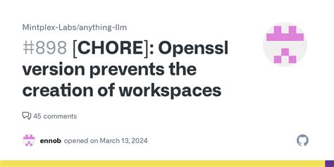 Chore Openssl Version Prevents The Creation Of Workspaces · Issue