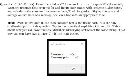 solved question 3 20 points using the windows32 framework