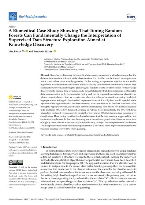 PDF A Biomedical Case Study Showing That Tuning Random Forests Can