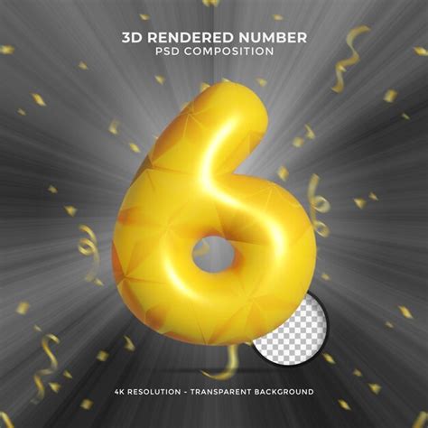 Желтый объем 3d рендеринг номеров вечеринка день рождения празднование годовщины и свадьбы