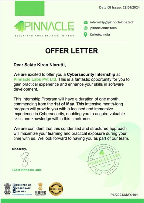 Kiran Sakte On Linkedin Pinnaclelabs Internship2024