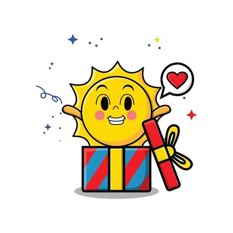 Cute Cartoon Sun Coming Out From Big T Box 8129149 Vector Art At