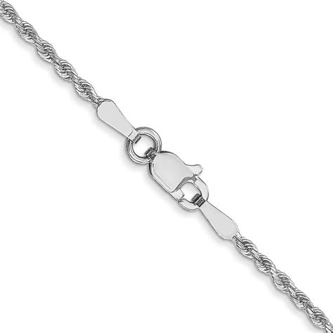 10k White Gold 175mm Diamond Cut Rope Chain Bracelet 7