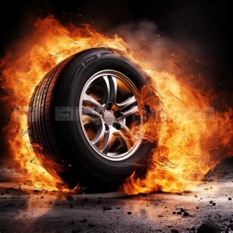 Car Tire In Fire Background Premium Ai Generated Image