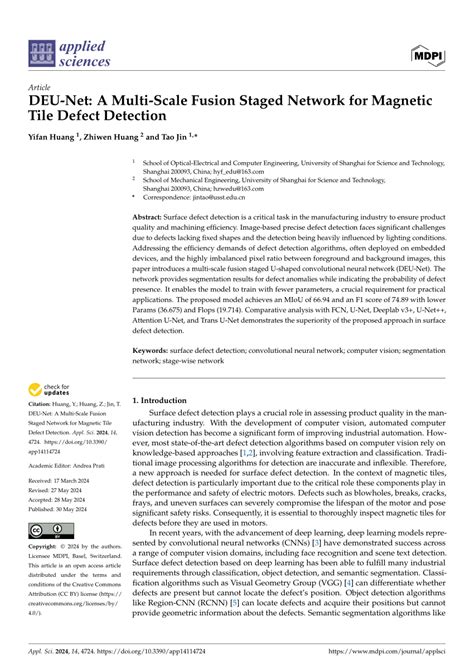 Pdf Deu Net A Multi Scale Fusion Staged Network For Magnetic Tile Defect Detection