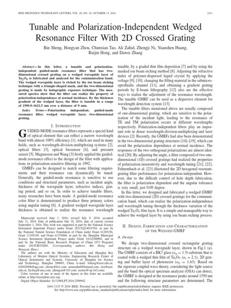 3rd tunable and polarization pdf optical filter polarization waves