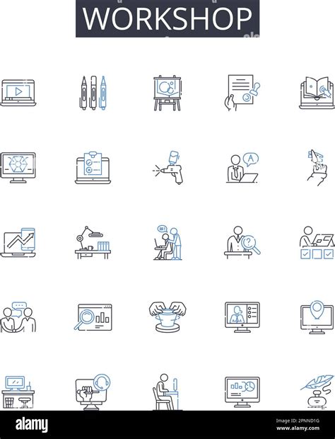 Workshop line icons collection. Conference, Seminar, Meeting, Symposium, Summit, Gathering ...