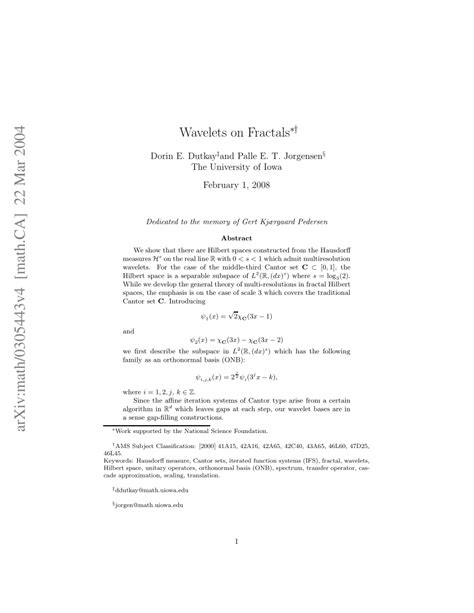 pdf wavelets on fractals