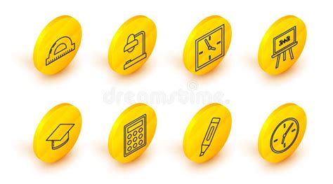 Set Line Clock Marker Pen Calculator Graduation Cap Chalkboard