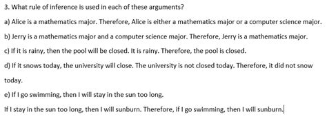 Solved What Rule Of Inference Is Used In Each Of These Chegg Com