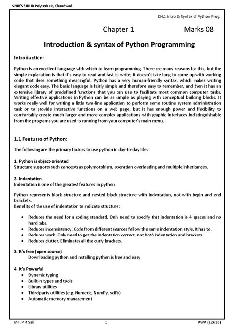 Unit1 Kasbdjkfdjaskj Ch Intro And Syntax Of Python Prog Chapter 1