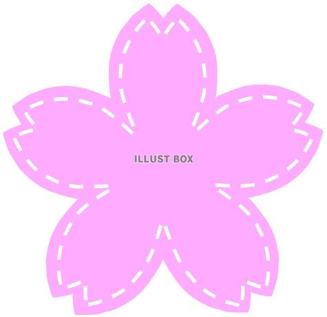 無料イラスト フエルトワッペン風のさくらの花1－1（縫い目ステッチ 桜）