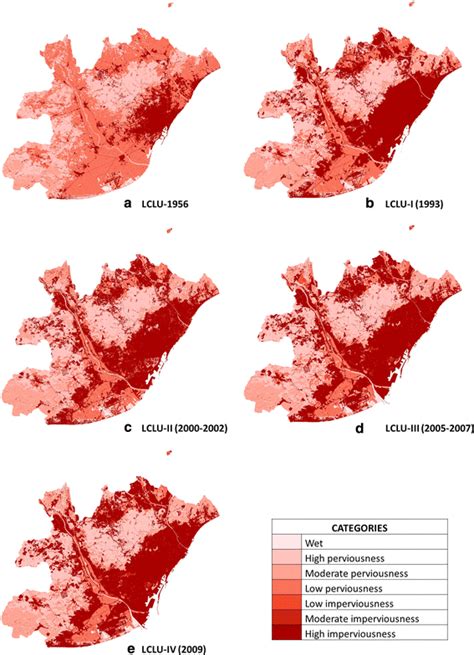 Comparison Between The Imperviouspervious Maps Based On The Five