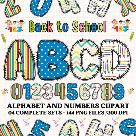 Back To School Alphabet Clipart Png 4 Styles With Back To School