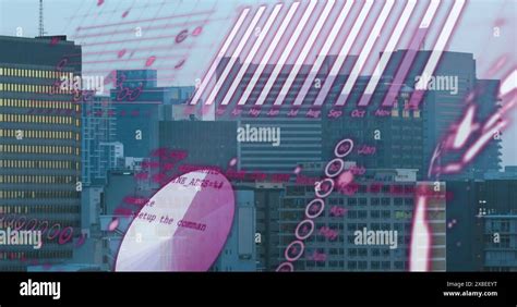 Image Of Computer Language Globe Graphs Loading Circles Over Aerial