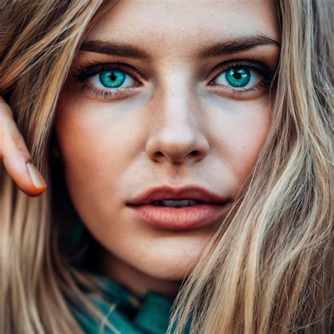 Chica Rubia Con Ojos Verdes Y Azules Foto Premium