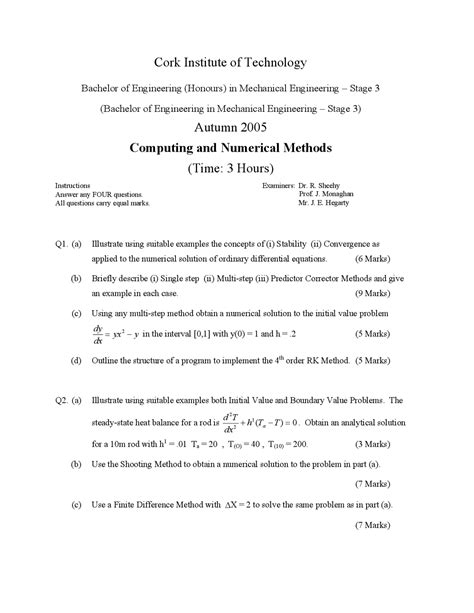 Predictor Corrector Methods Computing And Numerical Methods Exam