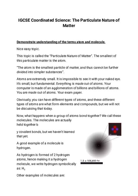 Igcse Coordinated Science The Particulate Nature Of Matter Edubirdie