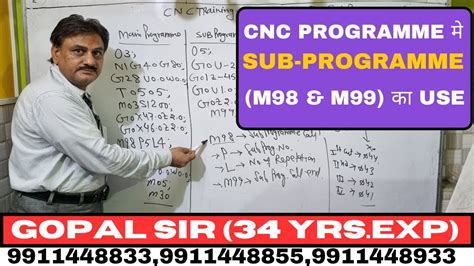 Cnc Training Cnc Programme में Sub Programme का Use How To Use M98