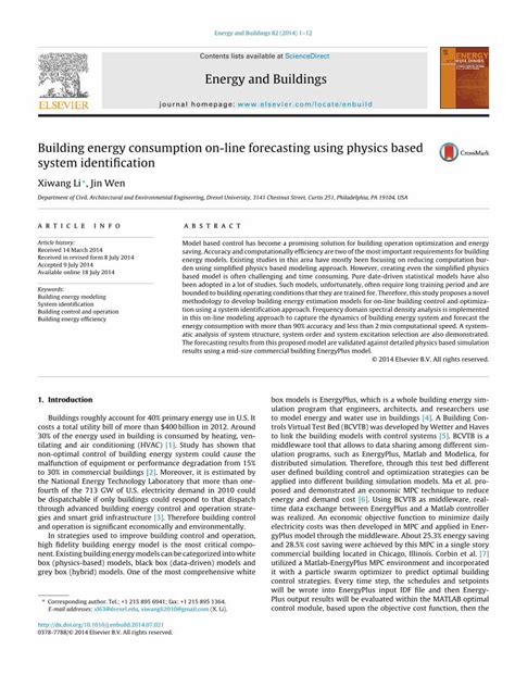 Pdf Building Energy Consumption On Line Forecasting Using Physics