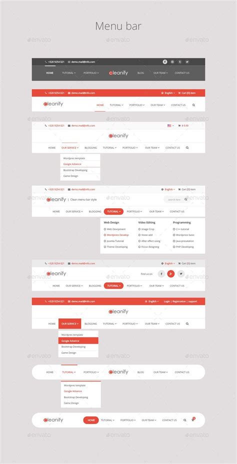 Cleanify Navigation Bar Preview Web Layout Design Navigation Design Navigation Bar
