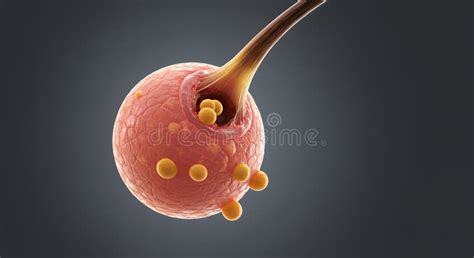 Microscopic 3d Rendering Of A Furuncle Showing Staphylococcus Aureus Bacteria In Infected Hair