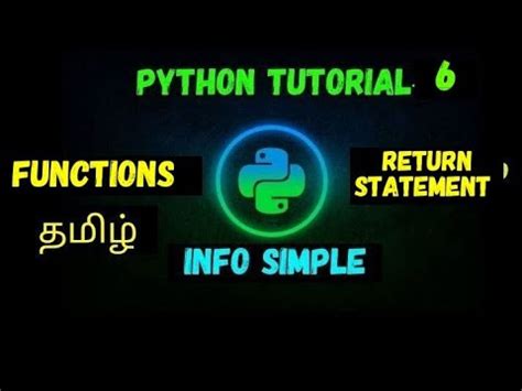 TAMIL Python Tutorial For Beginners Functions Tamil Info Simple YouTube