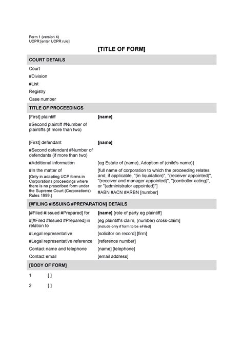 Ucpr Form 1 V4 Ucpr General Form For Court Submission Form 1 Version 4 Ucpr Enter Ucpr