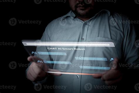 Man Chatting With An Intelligent Artificial Intelligence Asks For The