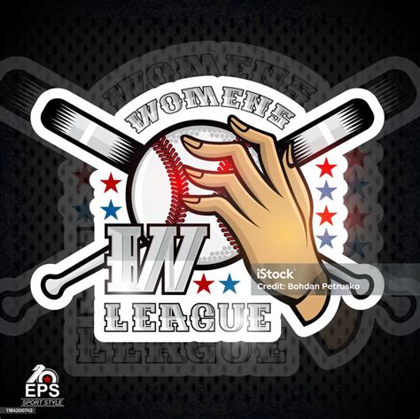 레이디 핸드는 글자 W와 크로스 배트와 야구 공을 개최합니다 모든 여성 팀 또는 대회를 위한 스포츠 라벨 강철에 대한 스톡 벡터 아트 및 기타 이미지 Istock