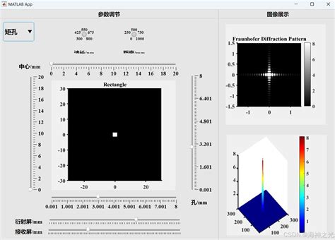 【光学】基于matlab gui夫琅禾费衍射原理交互式仿真（含矩孔、圆孔、单缝、双缝等结构的动态参数调节）【含matlab源码 13410期