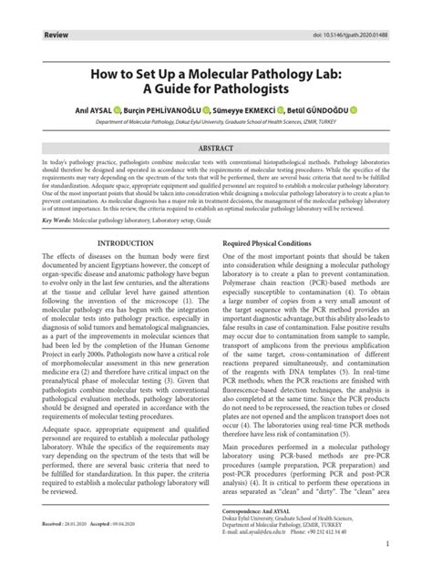 How To Set Up A Molecular Pathology Lab A Guide Fo Pdf