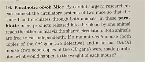 Solved Parabiotic Ob Ob Mice By Careful Surgery Researchers
