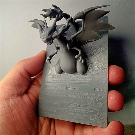Mega Charizard X Ex 3d 4d Card Custom 3d Printing File Pokemon Etsy