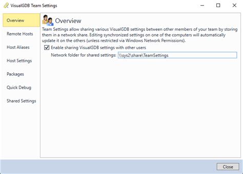 Sharing Common Visualgdb Settings With Team Settings Engine Visualgdb Tutorials