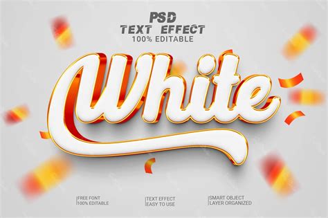 White Party University College 3d Text Effect Photoshop Premium Psd File