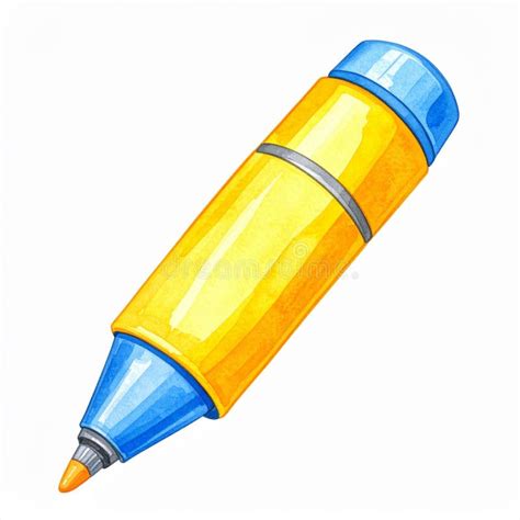 Yellow And Blue Marker Pen Illustration Stock Illustration
