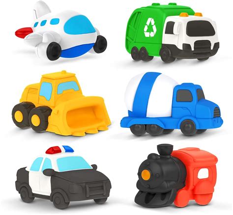 6 Pcs Vehicle Floating Bath Toys Mold Free Infant Bath Tub