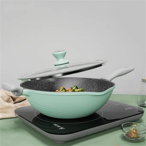 Buy SHUUY Nonstick Frying Pan Non Stick Cooker Stainless Steel Fry Skillet With Side Handles For