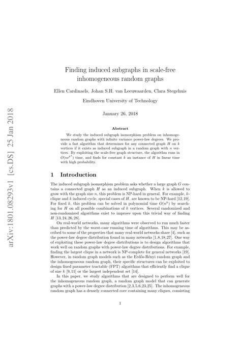 Pdf Finding Induced Subgraphs In Scale Free Inhomogeneous Random Graphs