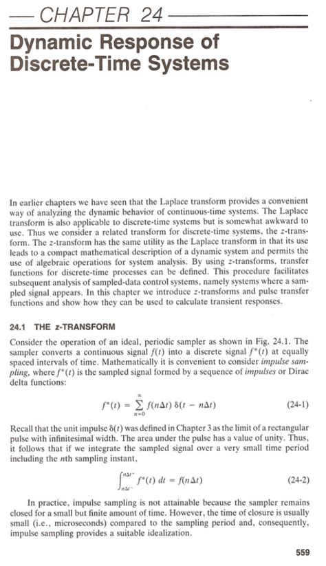 Dynamic Response Of Discrete Time Systems