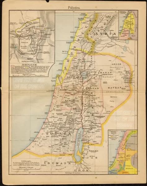 Antique Map Of Palestine From 1899 Also Contains 3 Embedded Maps £786 Picclick Uk