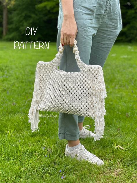 PDF Pattern Macrame Bag DIY Macrame Boho Purse Handbag Etsy